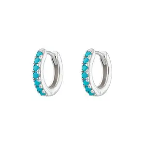 SCREAM PRETTY Huggie Earrings With Turquoise Stones - Silver