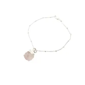 HARFI Silver / Orange Raw Rose Quartz Birthstone Sterling Silver Bracelet - Silver/orange