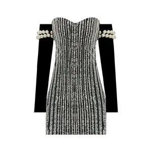 NUR KARAATA Black / Silver Schloss Mini Dress - Black/silver