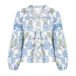 BINDU Carlie Blouse Fleur Bleu - Blue