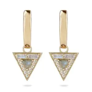 ZOHREH Limited Edition Diamond & Labradorite Triangle Hoop Earrings 9k - Gold