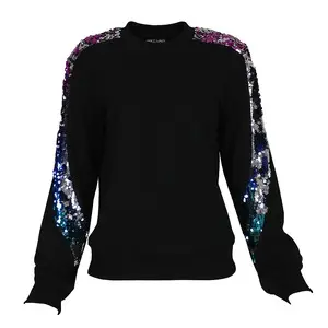 LALIPOP DESIGN Sweatshirt With Double-sided Multicolor Sequined Sleeves - Black