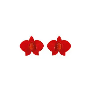 GISSA BICALHO Acrylic Handmade Earring Xs Orchid - Red