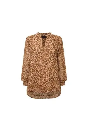 JAMES LAKELAND Camel Leopard Print Blouse - Brown