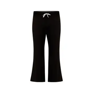 KNOWN SUPPLY Waffle Knit Cropped Flare Pants Fortuna - Black