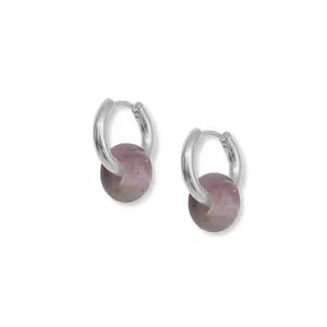 A WEATHERED PENNY Amethyst Hoops - Silver