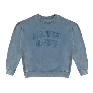 RAVE ON TREND Denim Wash Crew - Blue
