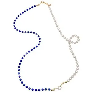 FARRA Lapis & Freshwater Pearls Multi-way Necklace - Blue/white