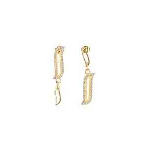 LILA RASA Asymmetric Earrings Cubic Zirconia Wave Symphony - Gold