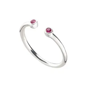 LILY CHARMED Red / Silver July Birthstone Open Style Ring Ruby - Red/silver