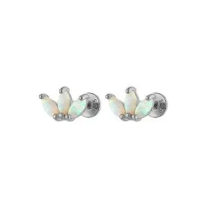 OUTOFOFFICE Silver / Green Opal Gemstone Silver Flatback Stud