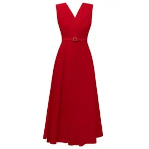 ALINA CERNATESCU Amavi Drapped Midi Cocktail Dress With V-neckline