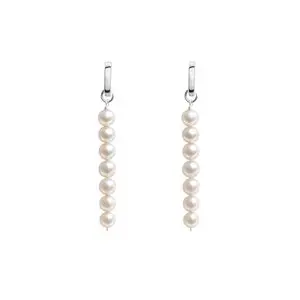 ORA PEARLS Linea Pearl Hoop Earrings - Silver