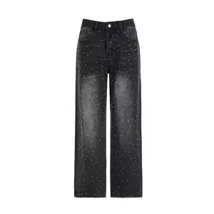 CHANEL JOAN ELKAYAM Crystal Embellished Straight Leg Jeans
