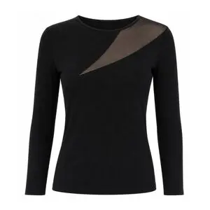 MARIANNE BY MARIE JORDANE Alba Organic Cotton T-shirt With Sheer Inserts By - Black