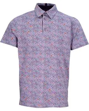 LORDS OF HARLECH Pietro Flower Field Polo Shirt Shadow Pink - Purple