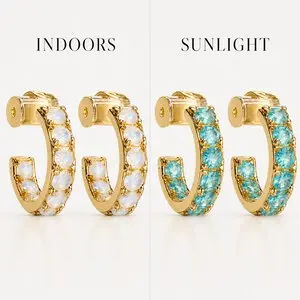 NATIVE GEM Alchemy Color Changing Aqua Mini Hoops - Blue