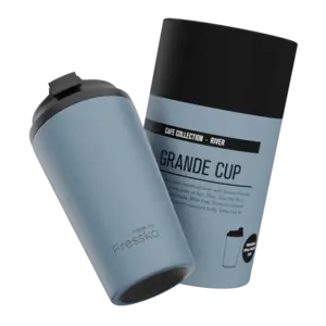 Fressko Grande 16oz / 475ml Reusable Coffee Cup, Stainless Steel River - Blue