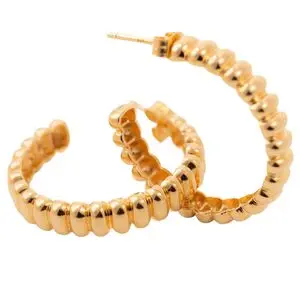 BELINDA JEWELZ Bubble Ridge Chunky Open Dangle Hoops - Gold