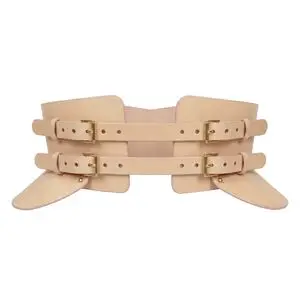 HAUTE CUIR Neutrals Nude Peplum Maia Corset Belt - Brown