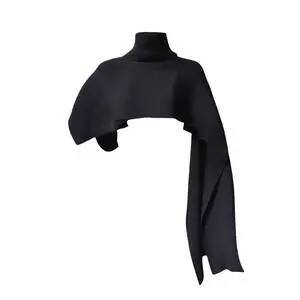 LONDON ATELIER BYPRODUCT Knit Turtleneck Shawl - Black