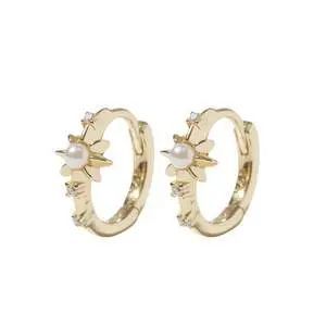 MURU Guiding Star Pearl Hoop Earrings - Gold