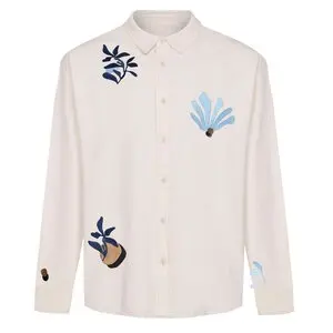 INGMARSON Neutrals Abstract Floral Organic Cotton Shirt Ercu - Beige