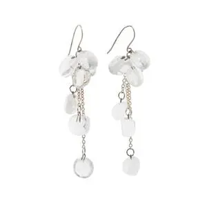 LAURA DAILI Neutrals / Whispers Of Rain – Long Cluster Earrings - Silver