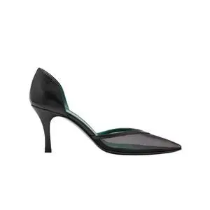 FLORRIE Cate D'orsay Mesh & Leather 75mm Pump - Black