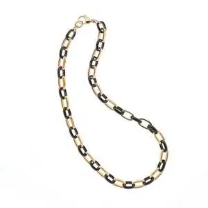 EMMA HOLLAND JEWELLERY Gold / Black Gold & Jet Statet Chain Necklace - Gold/black
