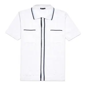 EIGHT X Blue / White The Chandler Knit Polo Shirt White