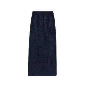 LOU&UP (FORMERLY LOUP CLOTHING) Cable Knit Midi Skirt Navy - Blue