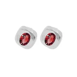 AMY DELSON JEWELRY Red / Silver Stella Red Garnet Sterling Silver Stud Earrings - Red/silver