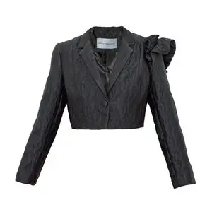 KAROLINA OZOLINSIUTE Midnight Jacquard Crop Jacket - Black