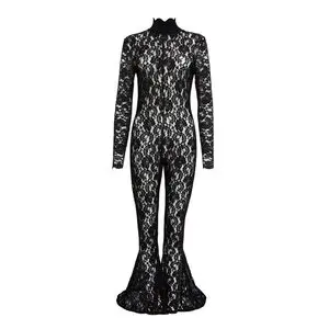 SARAH REGENSBURGER Wicked Lace Catsuit Flared - Black