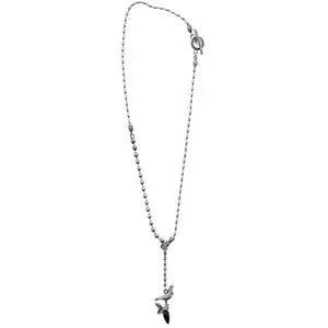 GEM KINGDOM Silver / Black Sterling Silver Dove Necklace Black Xs - Silver/black