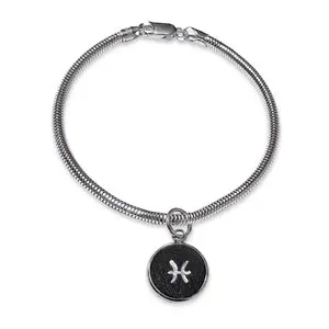 N'DAMUS LONDON Pisces Zodiac Astrolab Leather & Sterling Bracelet - Silver