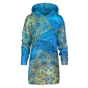 ALOHA FROM DEER Blue Boho Hoodie Oversize Dress - Blue/gold