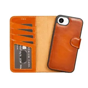 LEATHERE Iphone Onaltı E Leather Wallet Case Golden Brooklyn - Brown