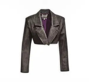 MAISON SEL Distressed Effect Leather Cropped Coat