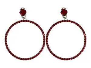 VICKISARGE The Large Hoop Earrings In Platinum Clip - Red