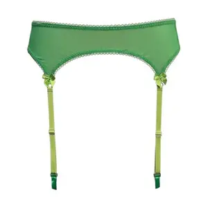 THE COOLGIRL NYC Jane Garter Belt In Mesh - Green