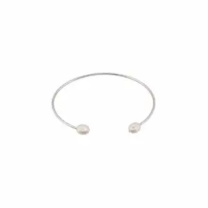SILVER MOON Silver / White Circle & Pearl Sterling Silver Bracelet - Silver/white