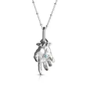 KASUN LONDON Hand Of The Protector Pendant November Topaz - Silver