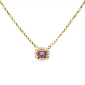 VINTOUCH ITALY Gold / Yellow Luccichio Amethyst And Pearl Necklace - Gold/yellow