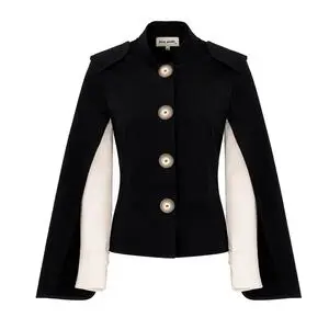 JULIA ALLERT Tailored Structured Cape Blazer - Black