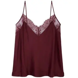 MAMU DREAM Organic Stretch Silk Camisole With Lace Trim