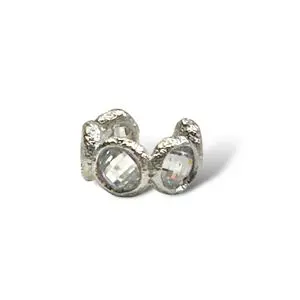 JAGGED HALO JEWELRY Crown Crystal Ear Cuff Gold - White