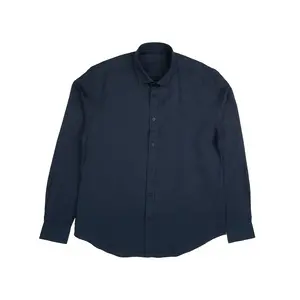 EIGHT X Essential Linen Long Sleeve Button Down Shirt Navy - Blue