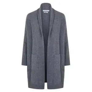 PAUL JAMES KNITWEAR Pure Lambswool Longline Cardigan With Pockets - Grey
